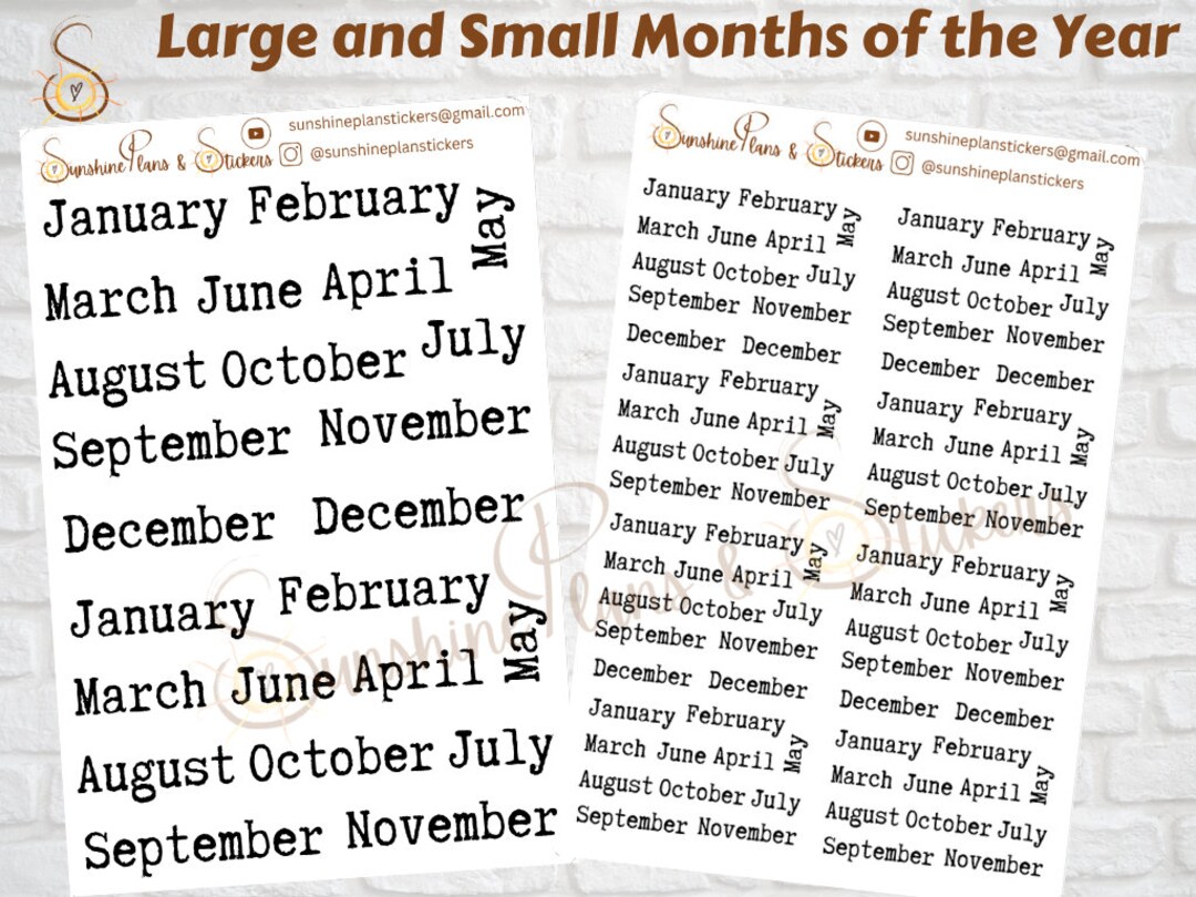 Months of the Year Stickers | Great for Planners, Bullet Journals ...