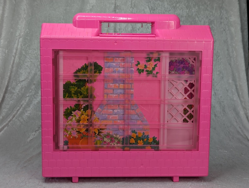Barbie Fold 'N Fun House Mattel 1992 1545 Incomplete Pink Carry Case ...