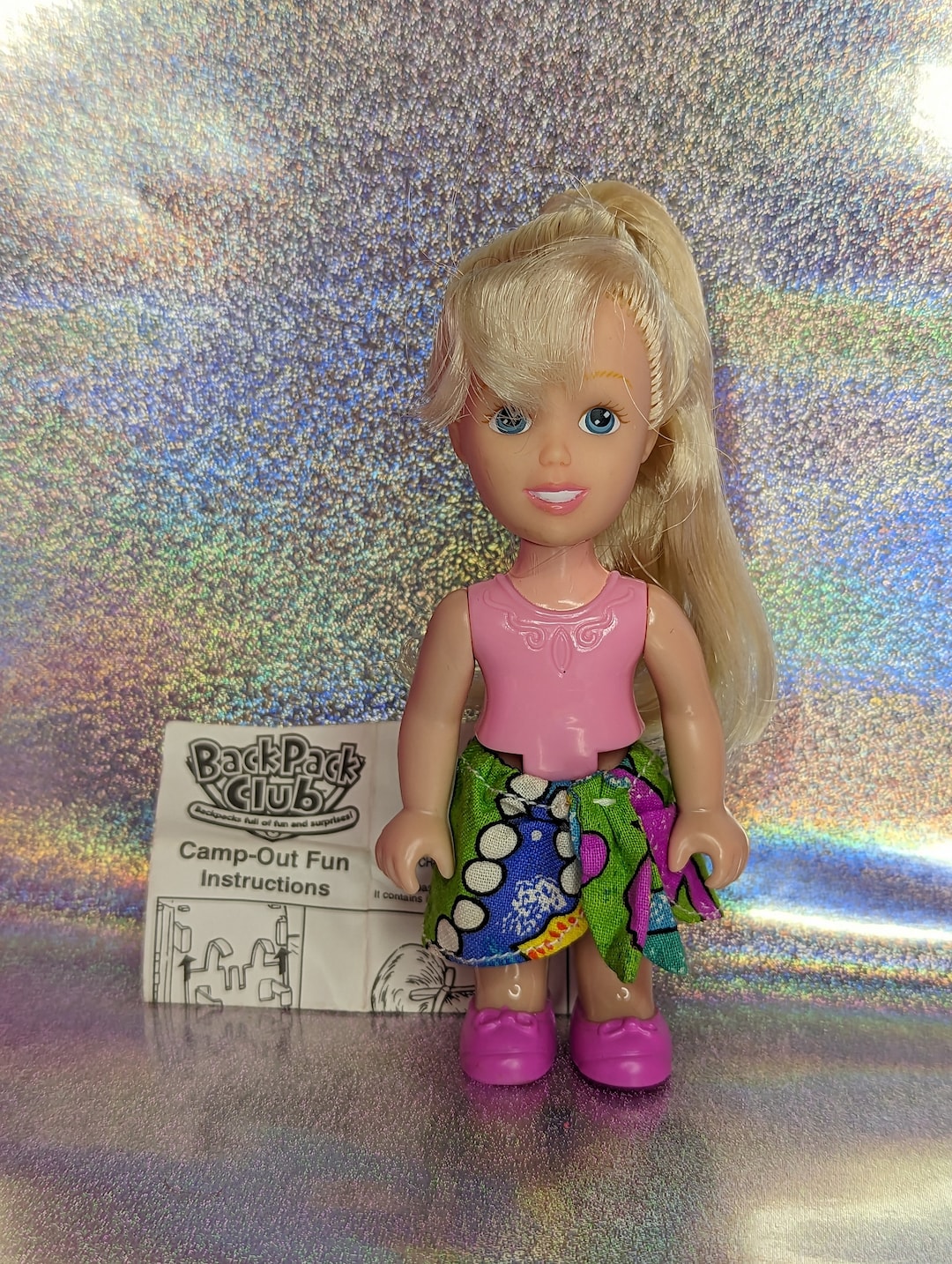 The Backpack Club Sandy Doll Beach Party 1997 Galoob 5" Poseable Doll ...