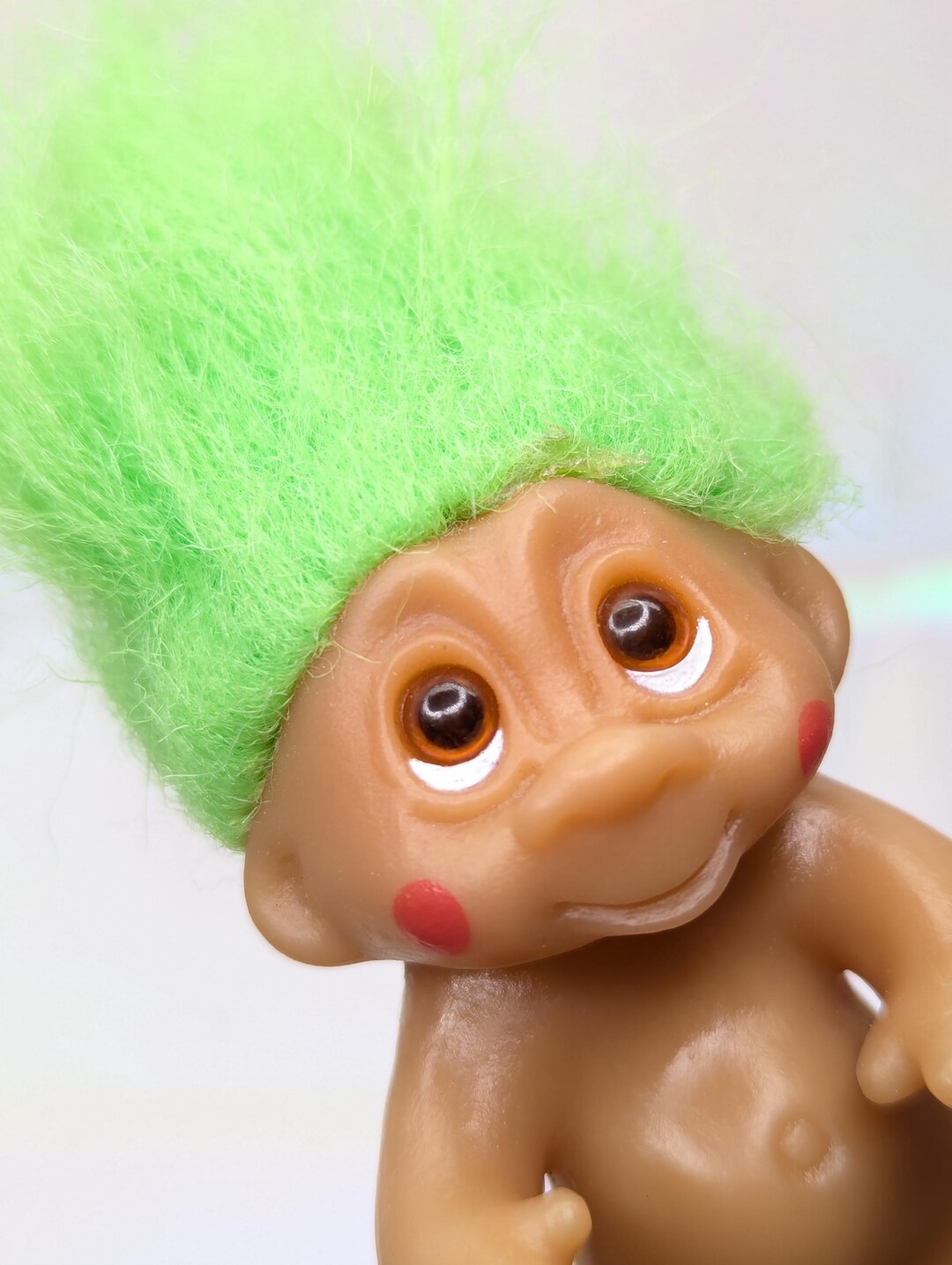 DAM Troll Doll 3" Clown Neon Green Hair Brown Eyes Lucky Troll 1986 ...