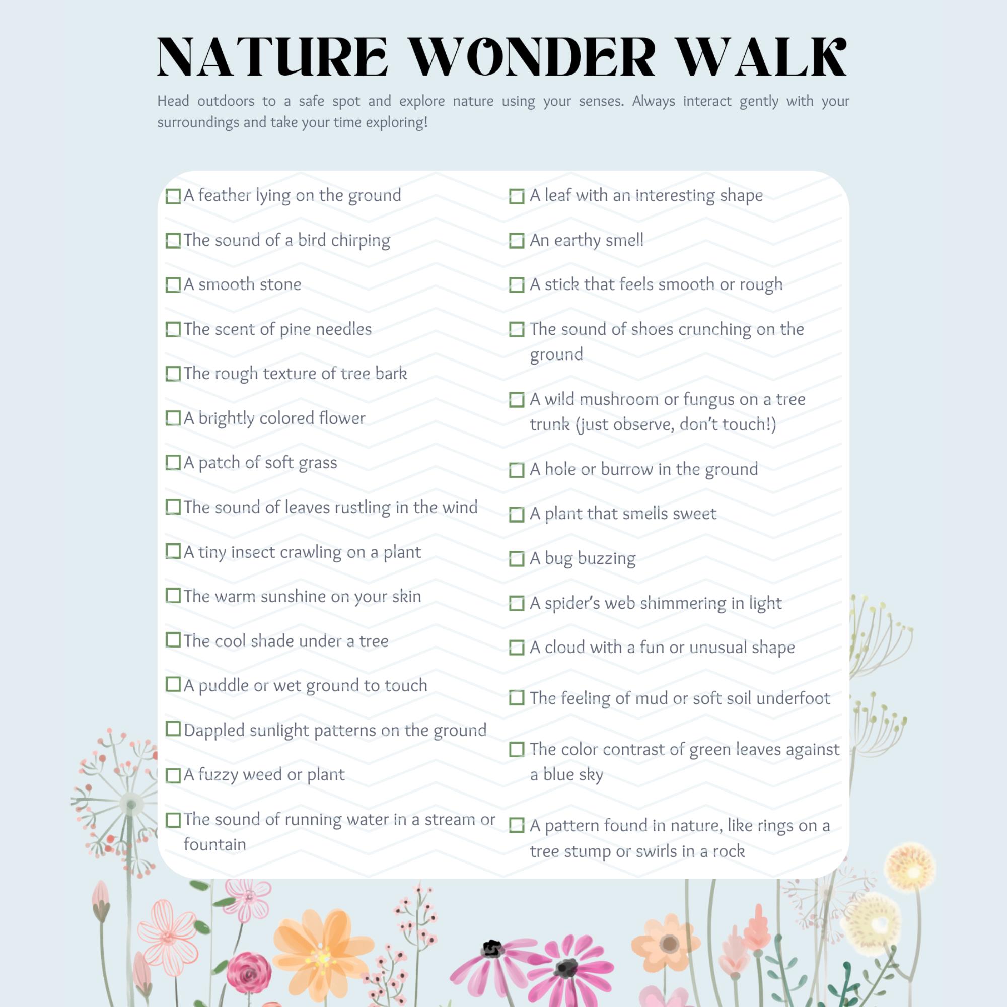 Printable Nature Scavenger Hunt for Kids - Outdoor Sensory Activity ...