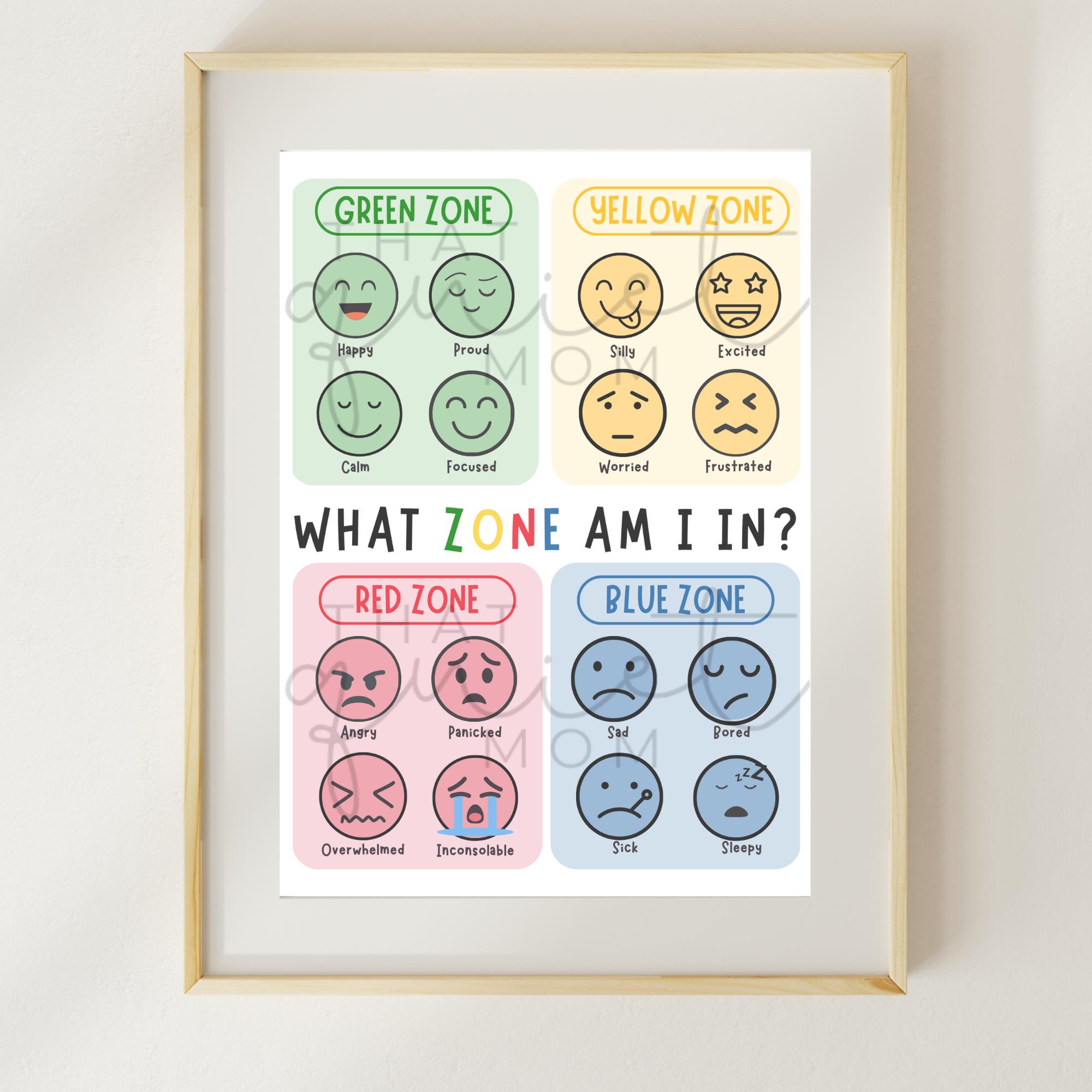 Zones of Regulation Emotions Chart for Kids | Printable Emotional ...