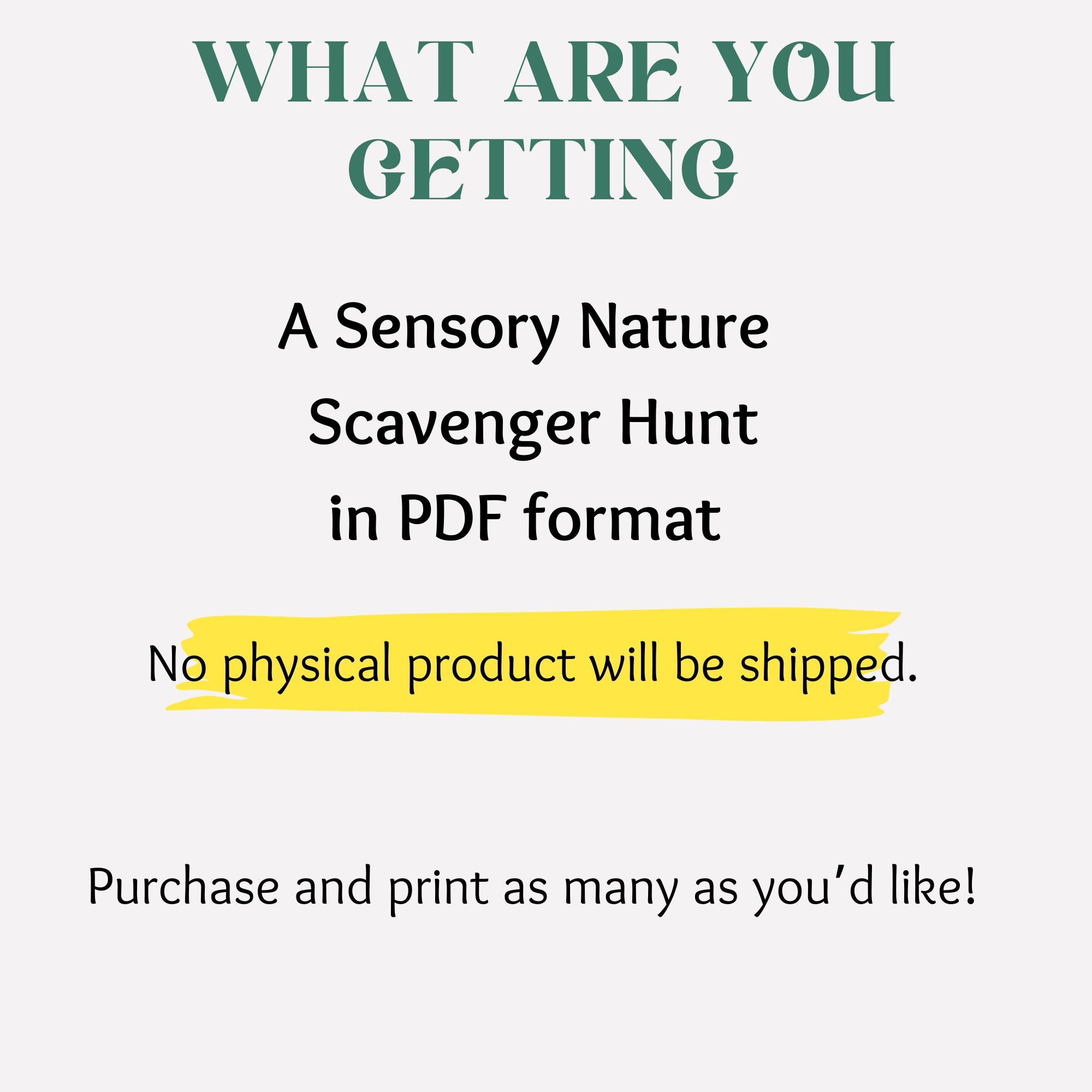 Printable Nature Scavenger Hunt for Kids - Outdoor Sensory Activity ...