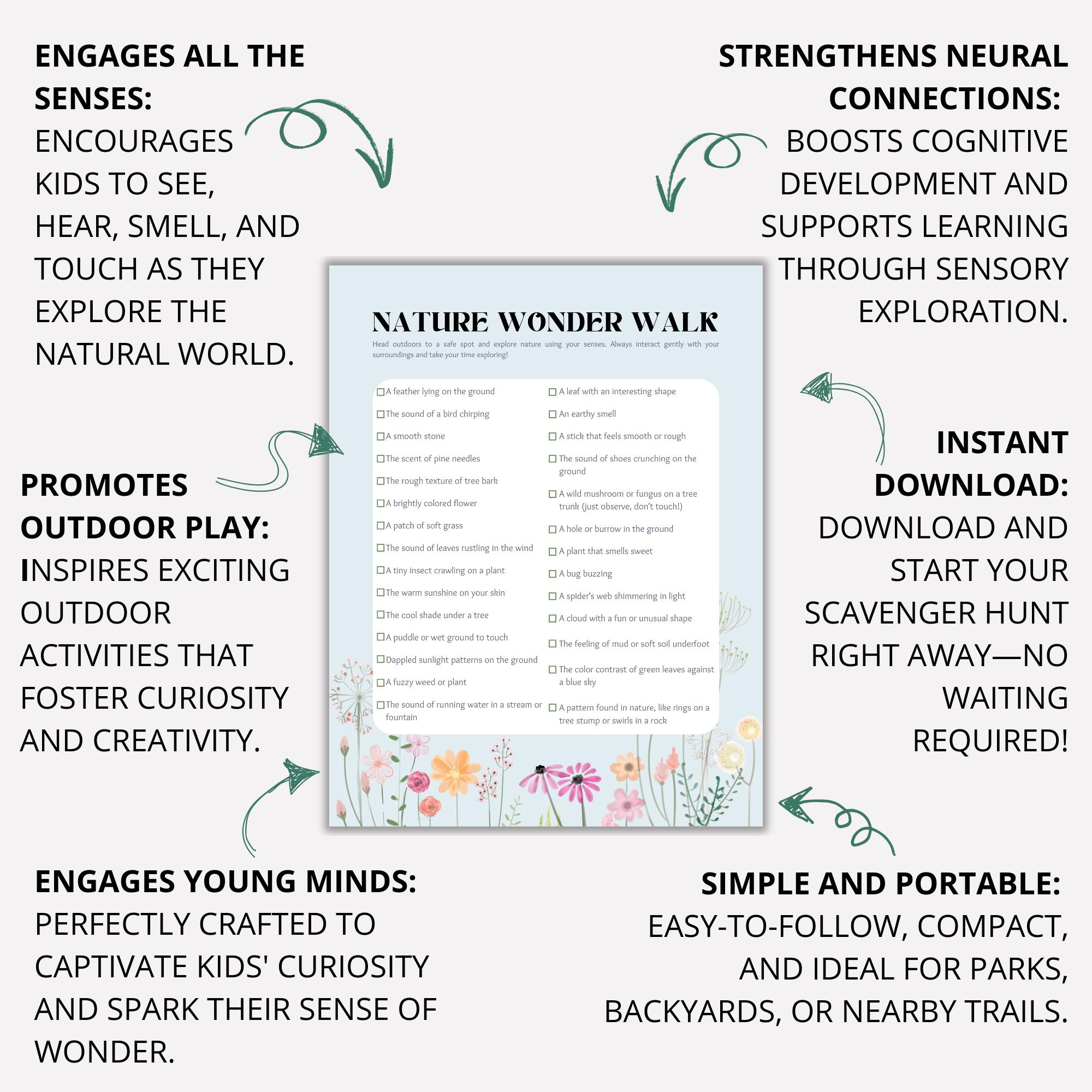 Printable Nature Scavenger Hunt for Kids - Outdoor Sensory Activity ...