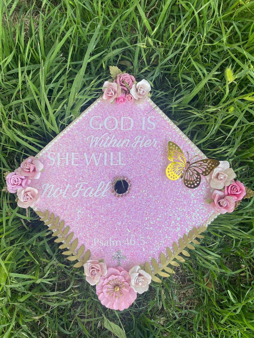 Personalized Pink Graduation Cap Topper, “ God is Within Her” Class of ...