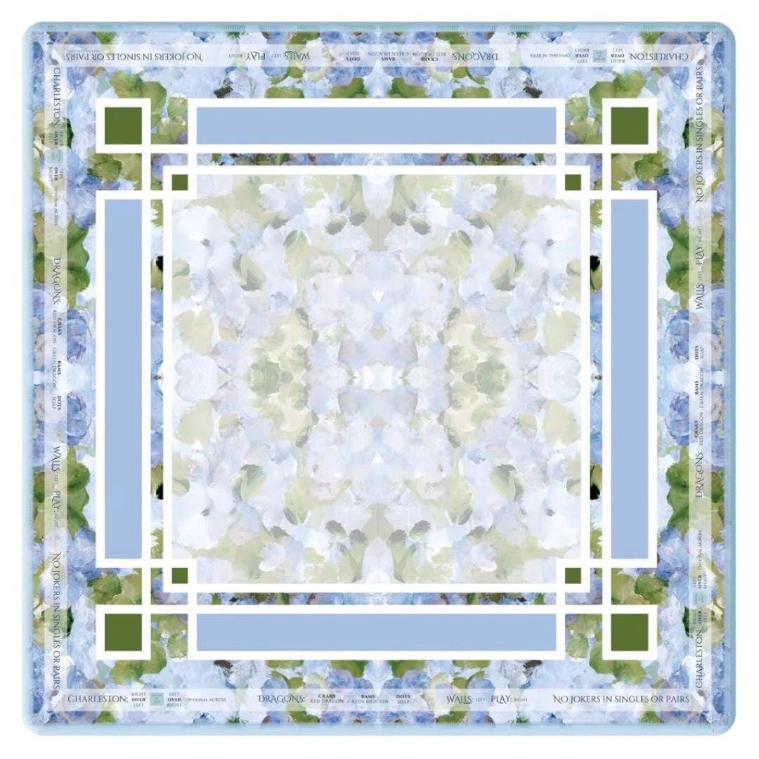 READY TO SHIP! Hydrangea Bliss Mahjong Mat, Blue Mahjong Mat, Hydrangea ...