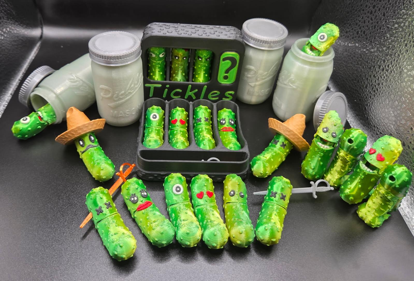 Pickle Tickles the Pickle 3D Printed Articulated Keychain Fidget Toy ...