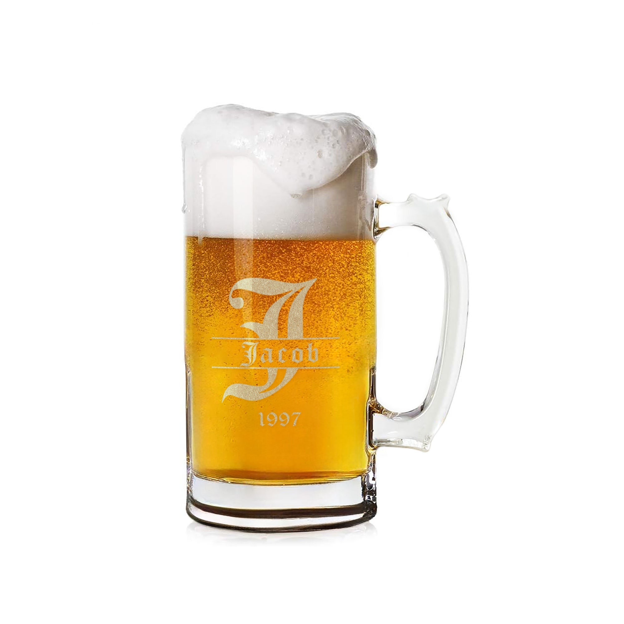 Personalized Beer Mug Engraved Glass Mug 16 Oz Beer Glass Custom Beer ...