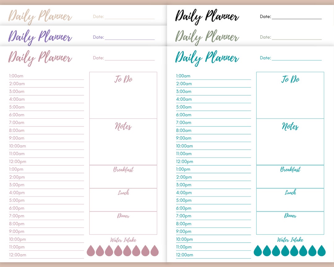 Daily Health Tracker Planner Printable Planner Water - Etsy