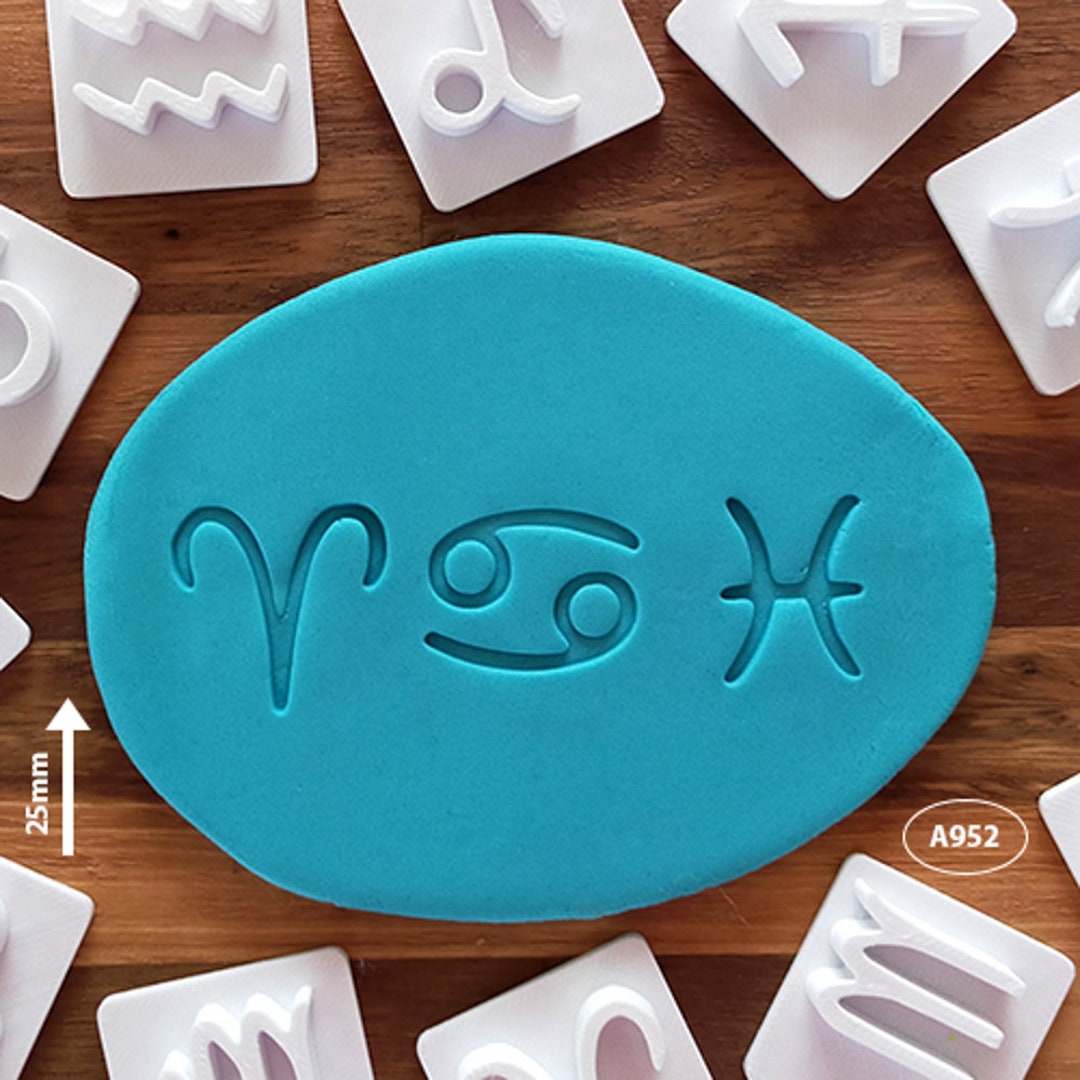 Zodiac Symbols / Astrology Signs Set of 12 Fondant Stamps All 25mm High ...