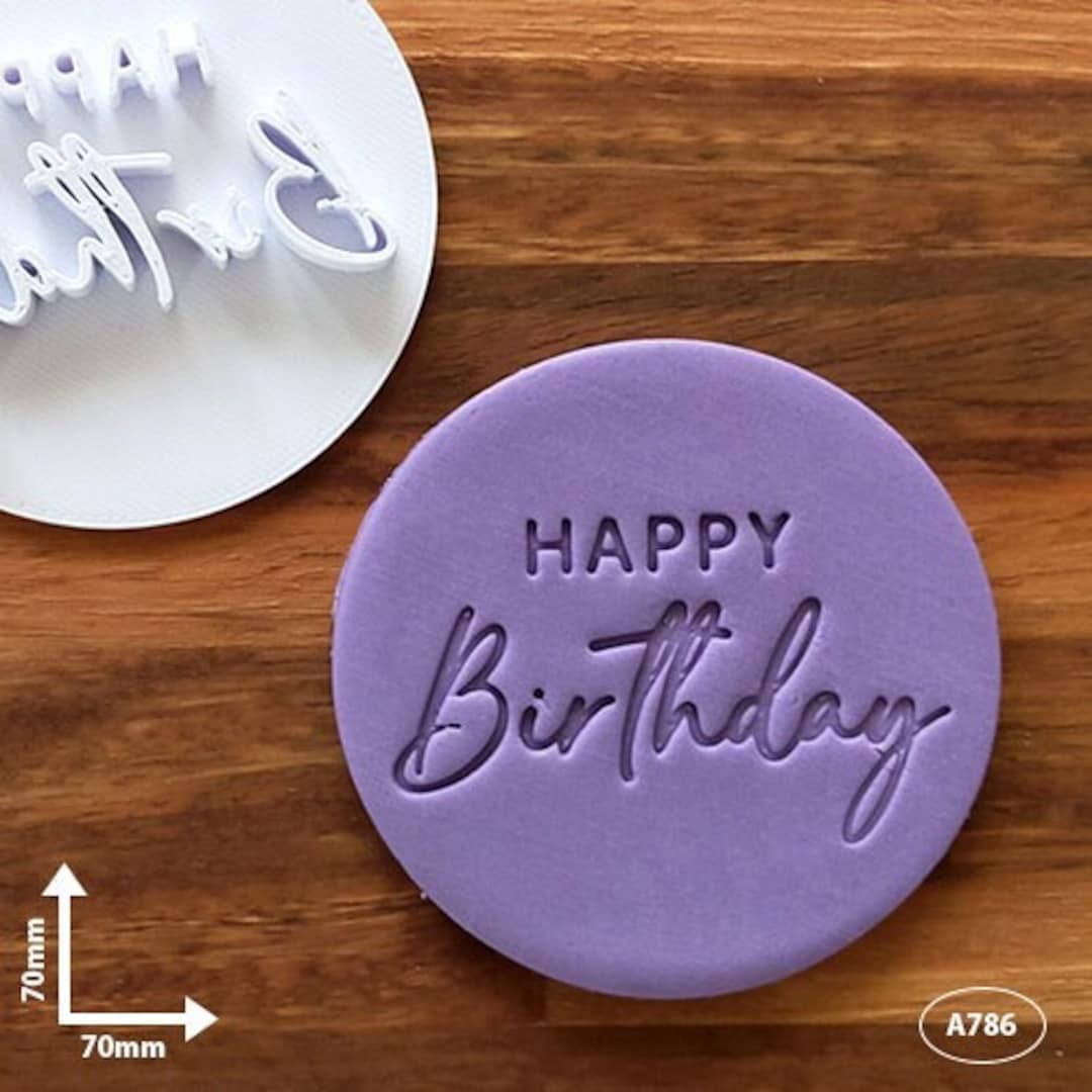Happy Birthday Fondant Stamp - Etsy Australia