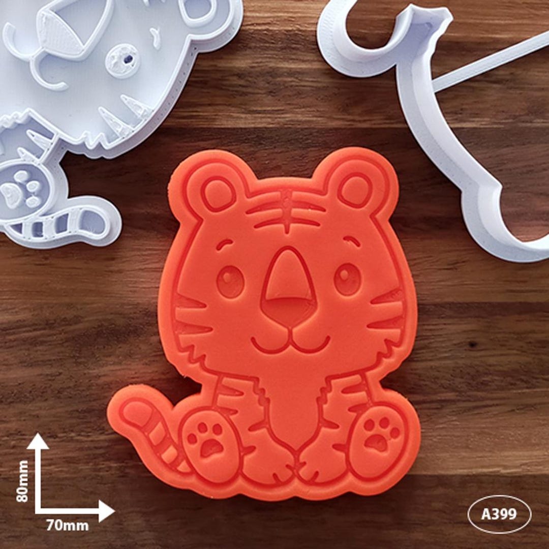 Safari Sitting Tiger Cookie Cutter and Fondant Stamp Set - Etsy