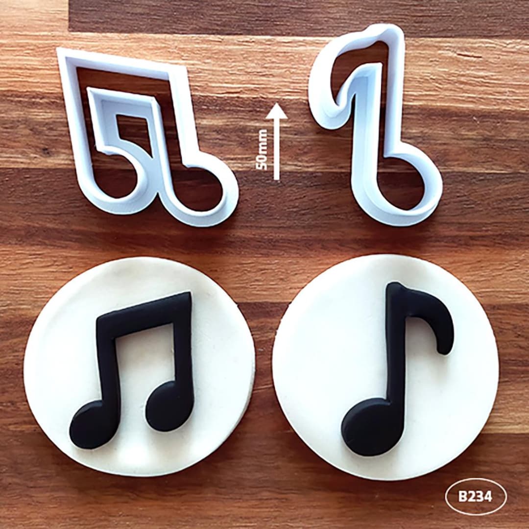 Music Note Fondant Cutters - Set of Two (2) Approx 50mm High - Etsy ...