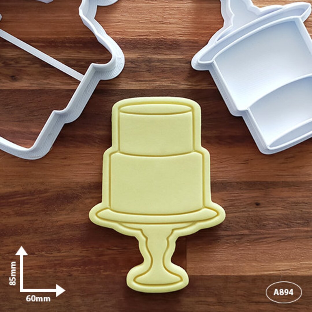 Two Tiered Cake Cookie Cutter and Fondant Stamp Set - Etsy Australia