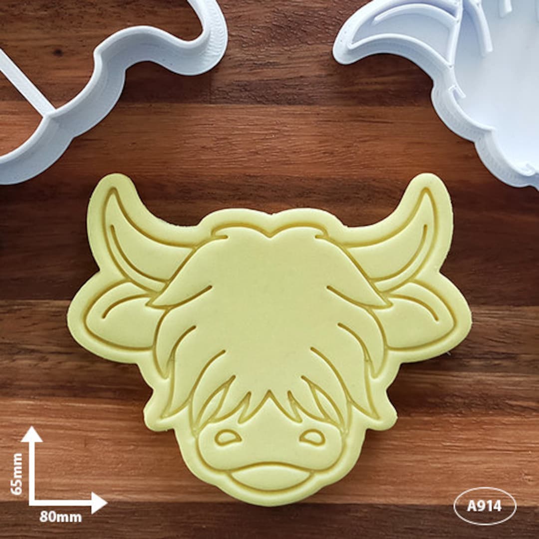 Highland Cow Head Cookie Cutter and Fondant Stamp Set - Etsy