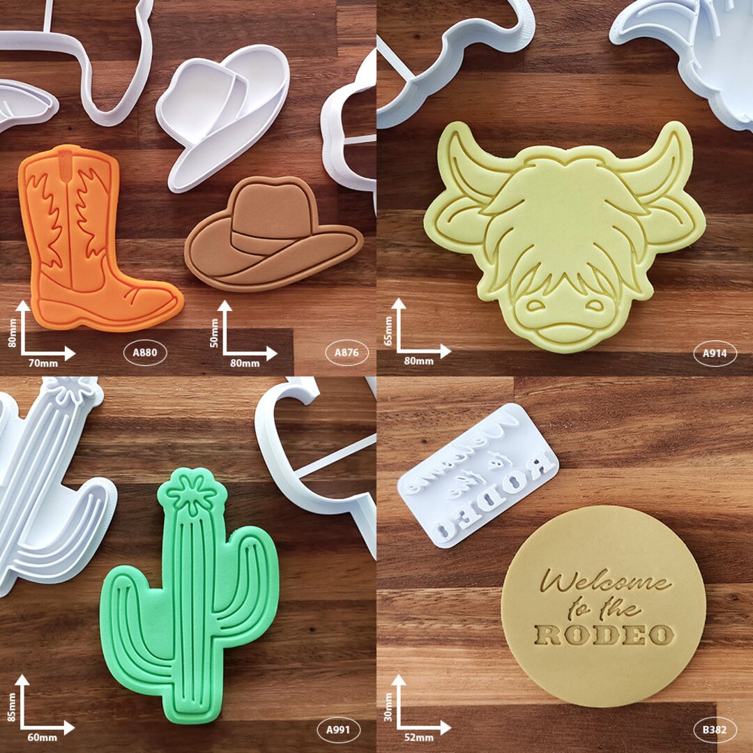 THEMED SET Cowboy / Rodeo Set of 5 five Cookie Cutter And/or Fondant ...