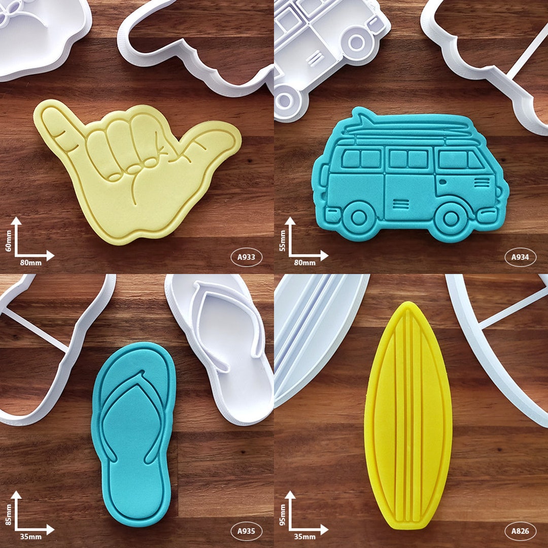 THEMED SET Beach / Surf Hippie Set of 4 four Cookie Cutter And/or ...