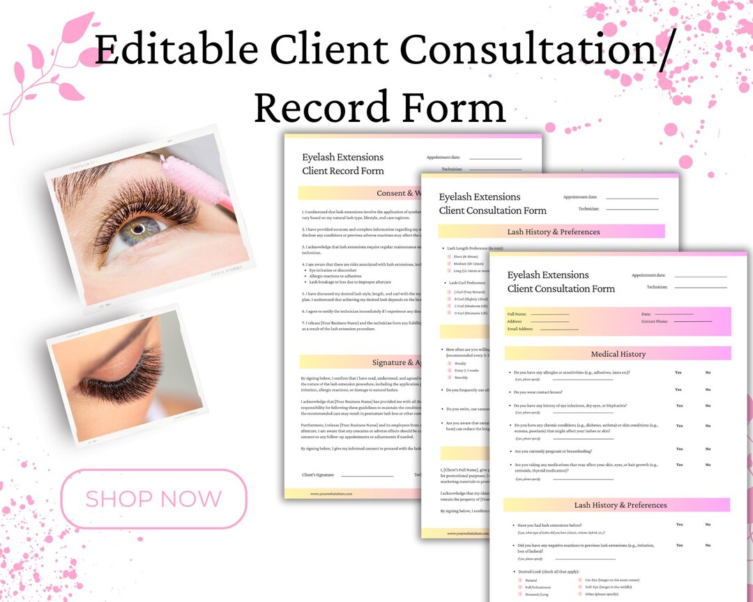 Editable Client Consultation Form | Client Record Sheet | Printable ...