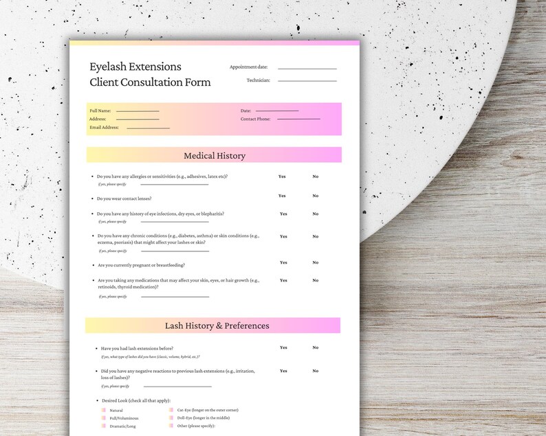 Editable Client Consultation Form | Client Record Sheet | Printable ...