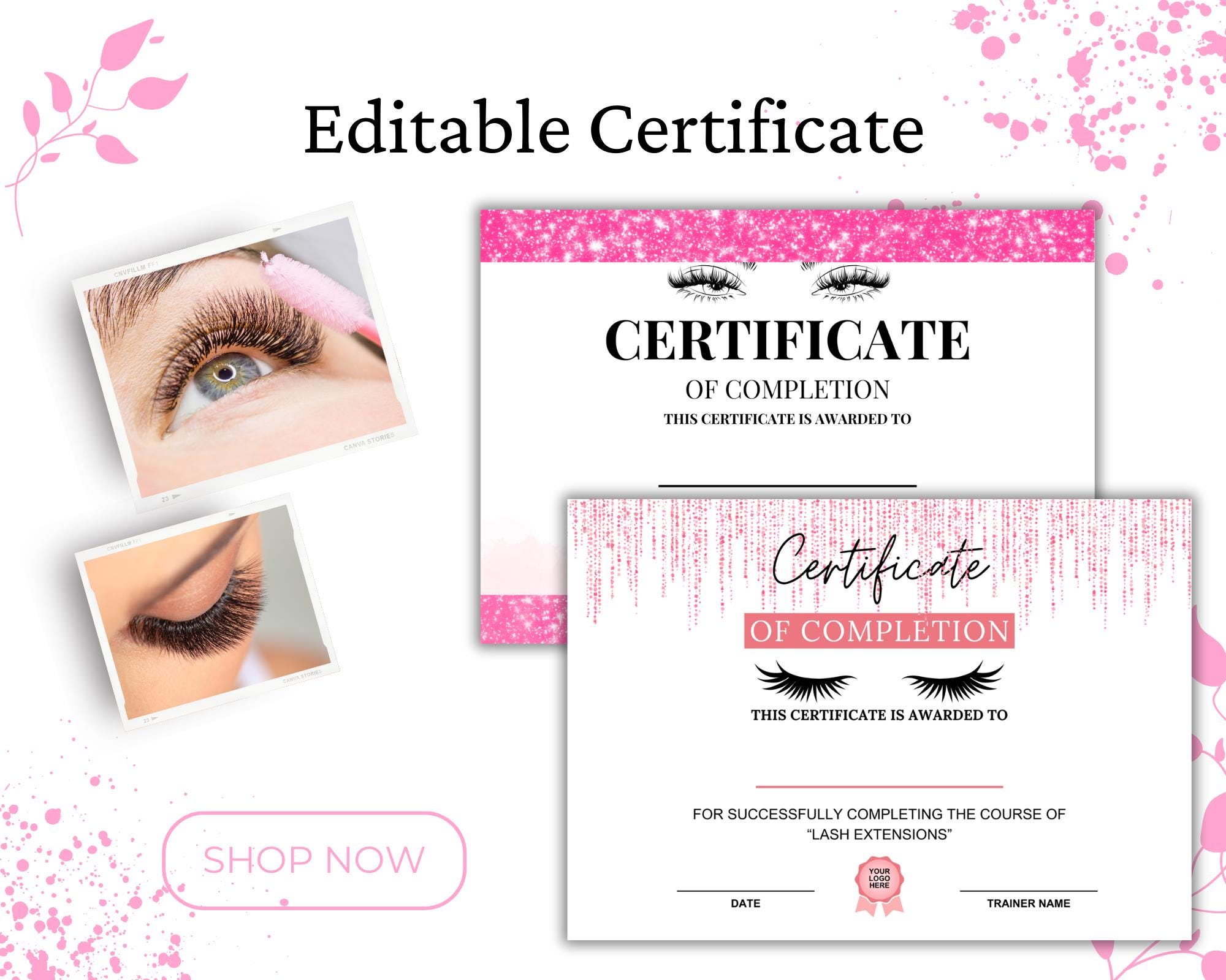 Editable Lash Certificate | Lash Training Certificate | Eyelash ...