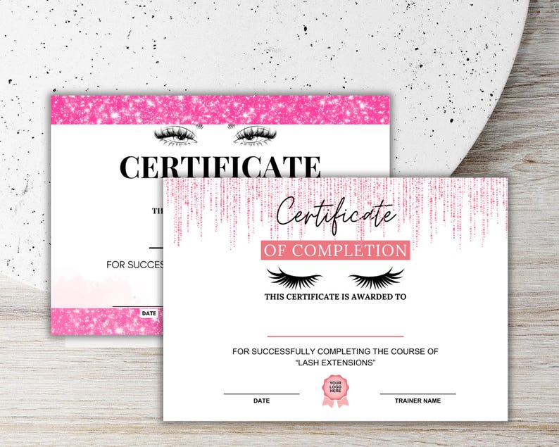 Editable Lash Certificate | Lash Training Certificate | Eyelash ...