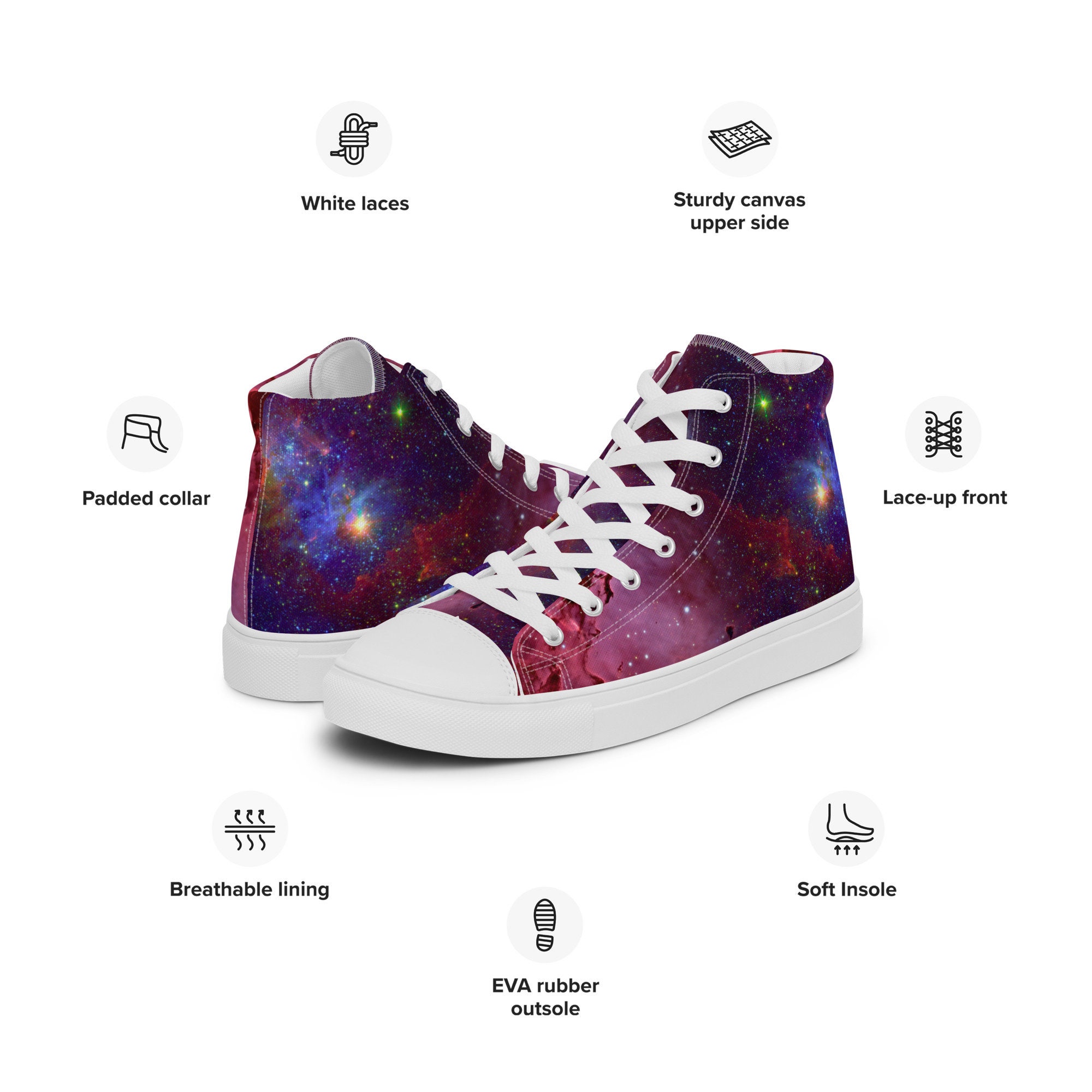 Purple Cosmos Womens High Top Canvas Shoes - Etsy