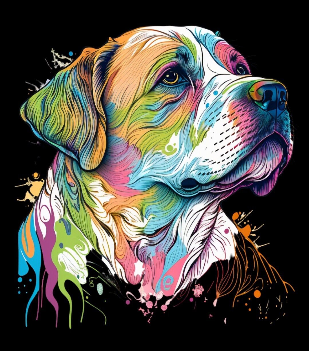 Colorful Pitbull Dog Digital Download High Quality PNG Image - Etsy