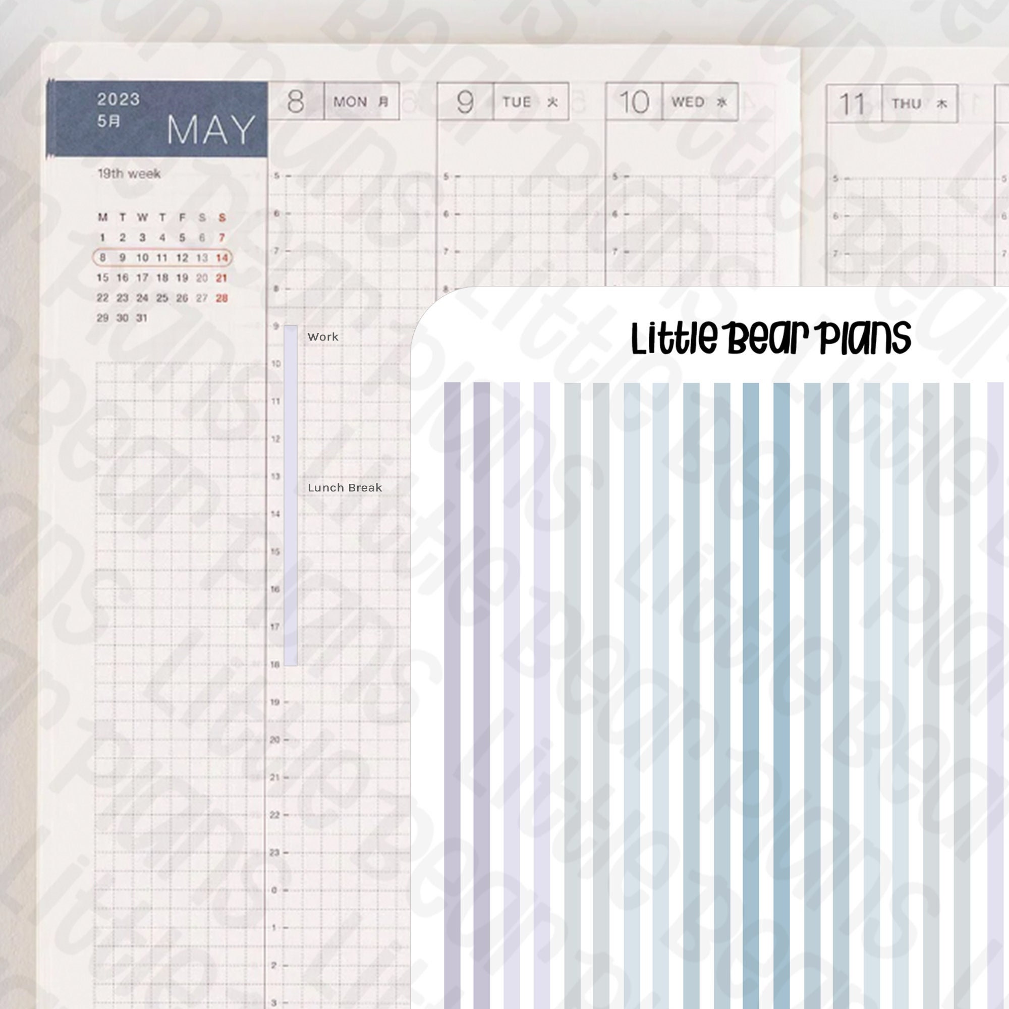 Time-blocking Line Stickers | Passport Size Sheet - Littlebearplans - Etsy