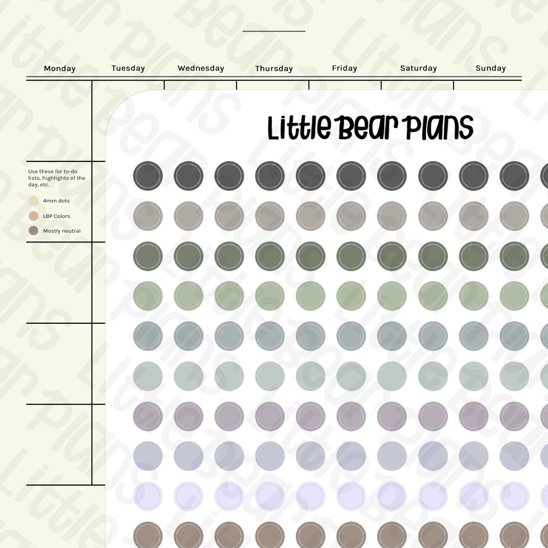 4mm Dot Stickers | Passport Size Sheet - Littlebearplans - Etsy