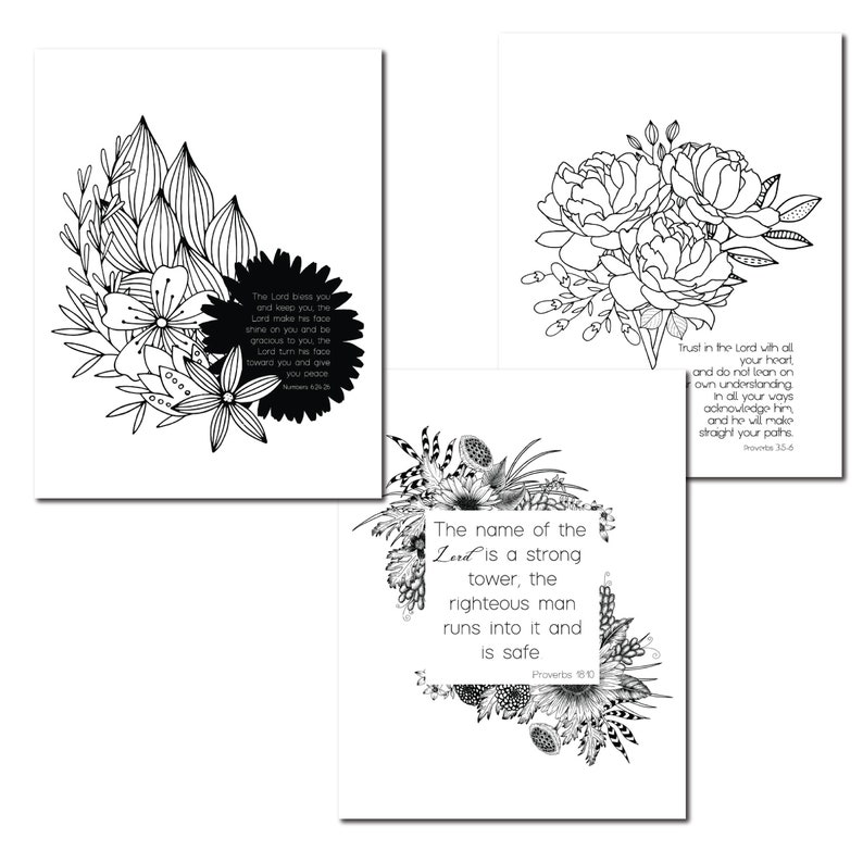 Floral Scripture Coloring Book | Bible Verse Coloring Pages | Modern ...