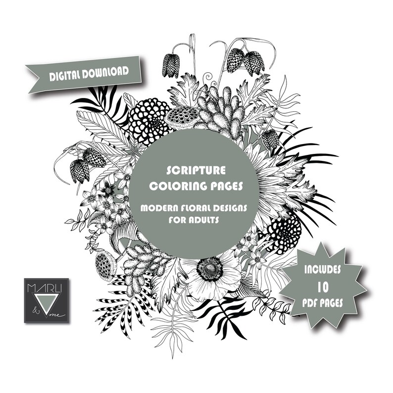 Floral Scripture Coloring Book | Bible Verse Coloring Pages | Modern ...