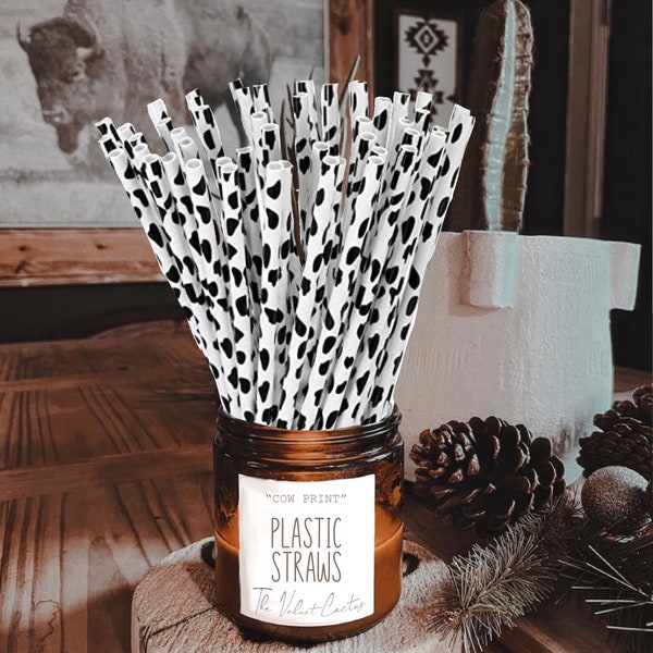 Cow Print Straws - Etsy