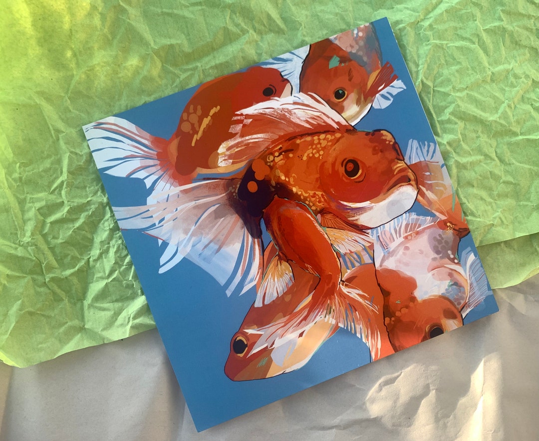 Original Fish Goldfish Koi Large Square Print - Etsy