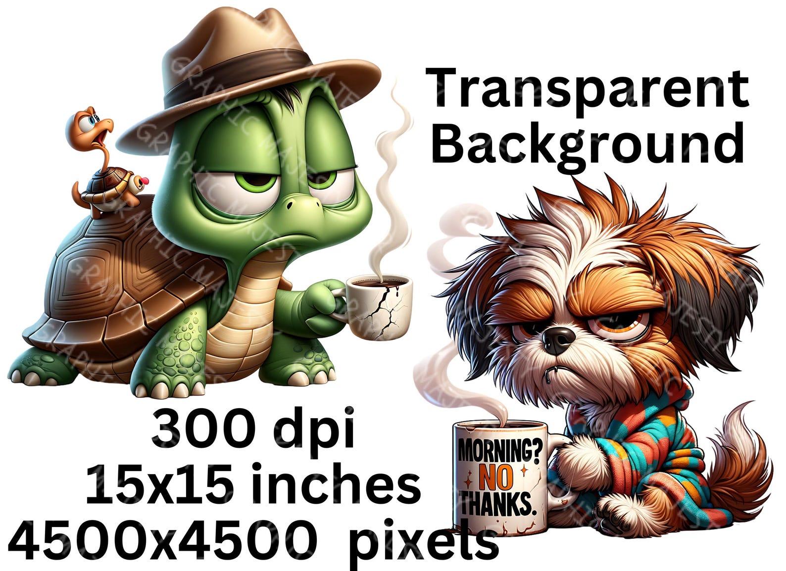 Grumpy Coffee Animals Clipart Bundle: Cartoon PNG (commercial Use) - Etsy