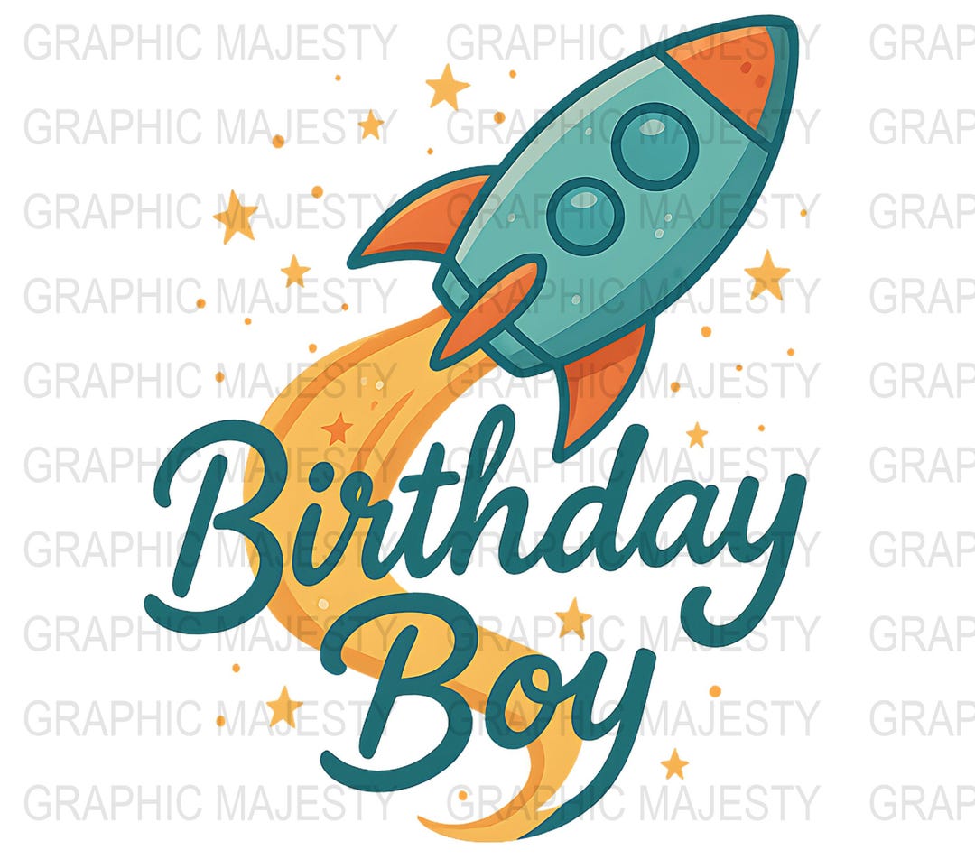 Happy Birthday Rocket PNG, DTG Sublimation, Boys Birthday Graphic ...
