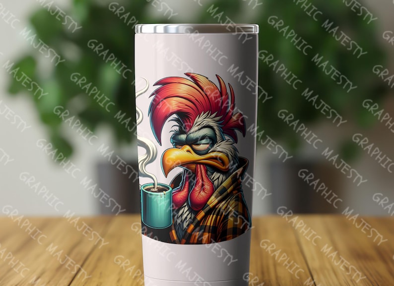 Grumpy Coffee Rooster Clipart: Farm Animal PNG (commercial Use) - Etsy