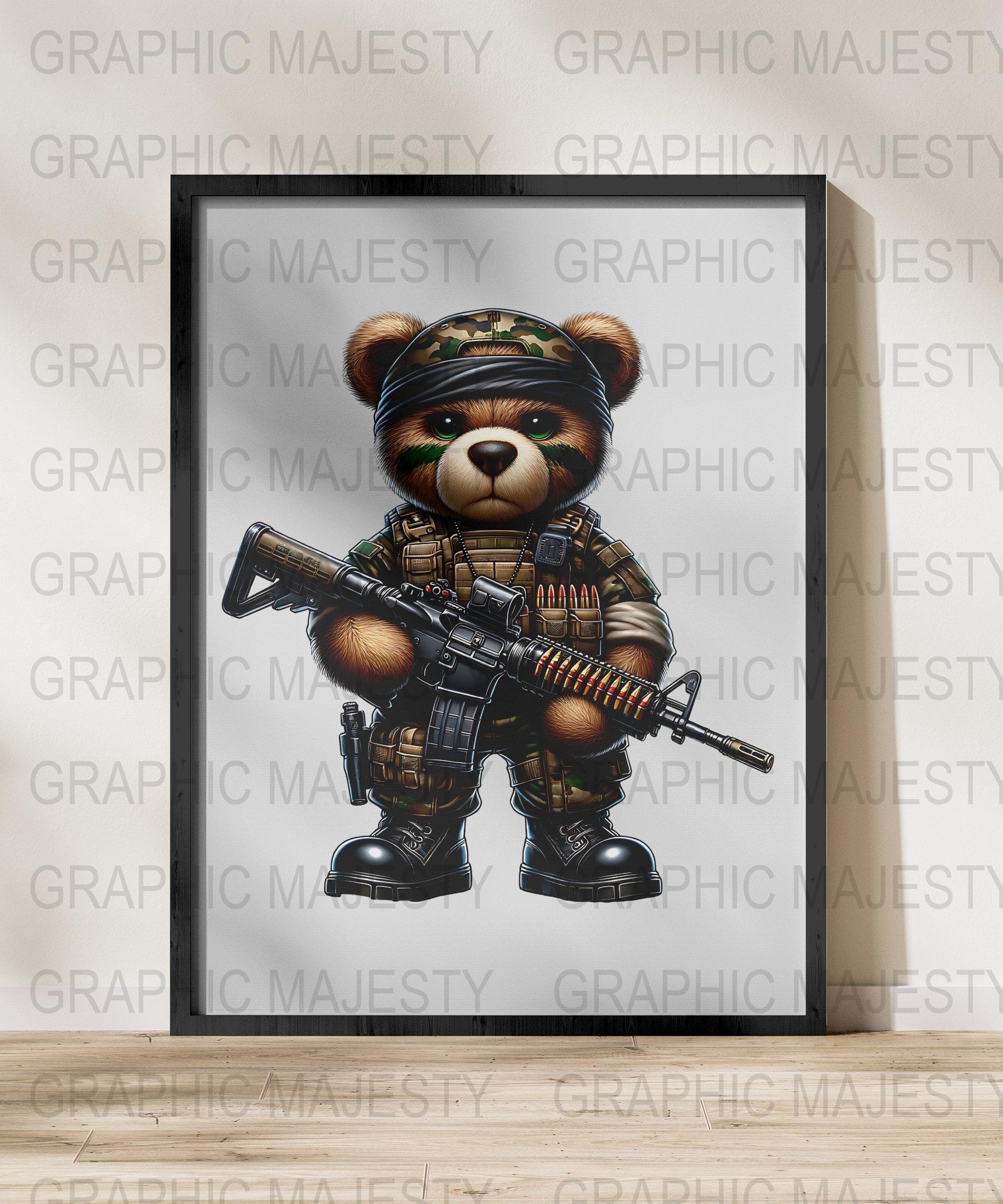 Army Camo Teddy Bear PNG: Graffiti Graphic Tee Design (digital Download ...