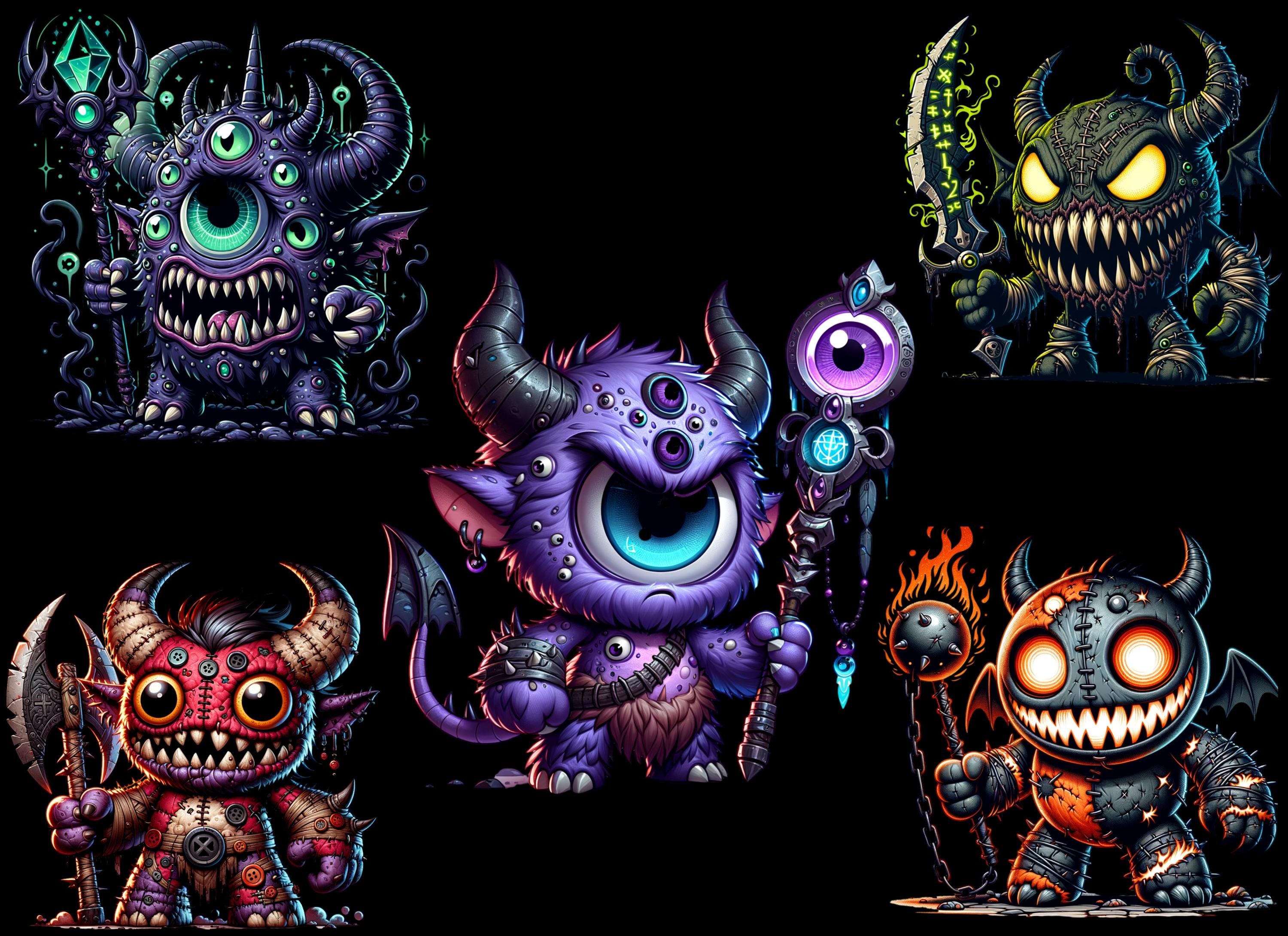 Mutant Monster Warrior Clipart Bundle: Creepy Halloween PNG (digital ...