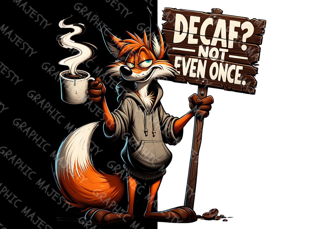 Sarcastic Coffee Fox PNG Bundle: Funny T-shirt Graphic (commercial Use ...