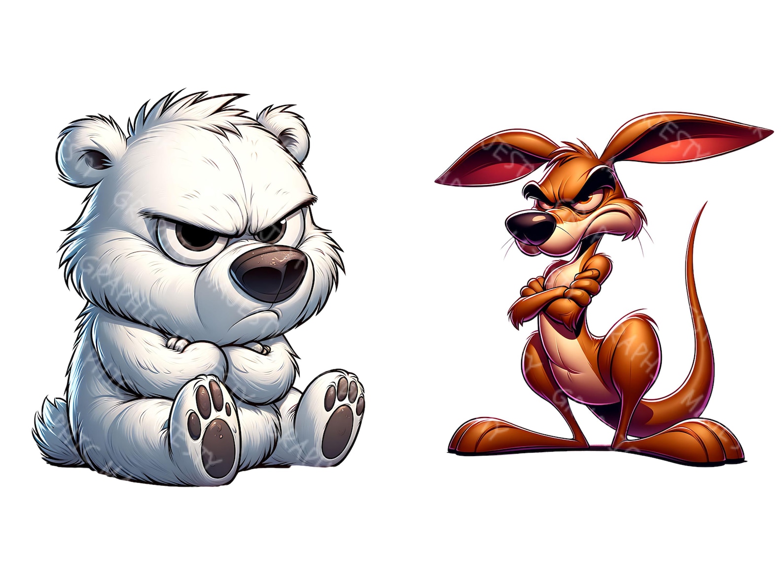 Grumpy Zoo Animals Clipart Bundle, Cute Angry Safari Animals Clipart ...