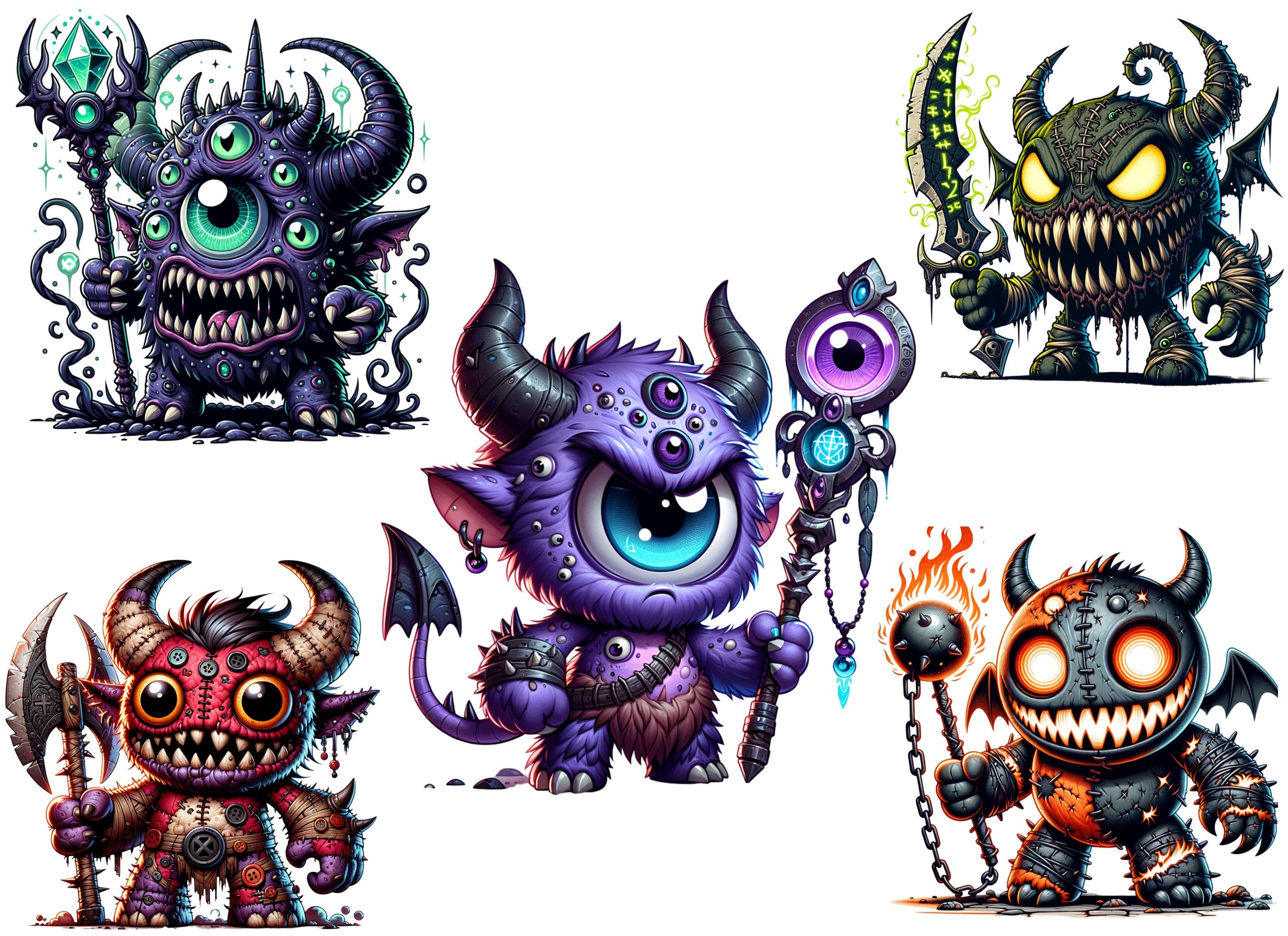 Mutant Monster Warrior Clipart Bundle: Creepy Halloween PNG (digital ...