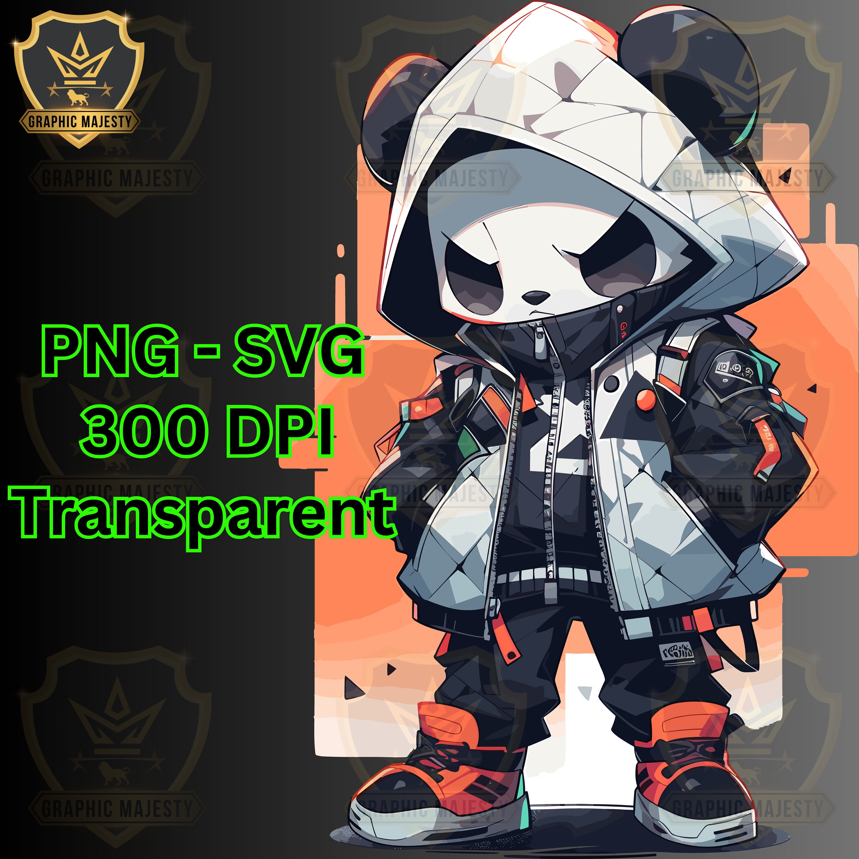 Anime Graffiti Panda Bundle 3 PNG & 3 SVG - Bear T-shirt Sticker ...