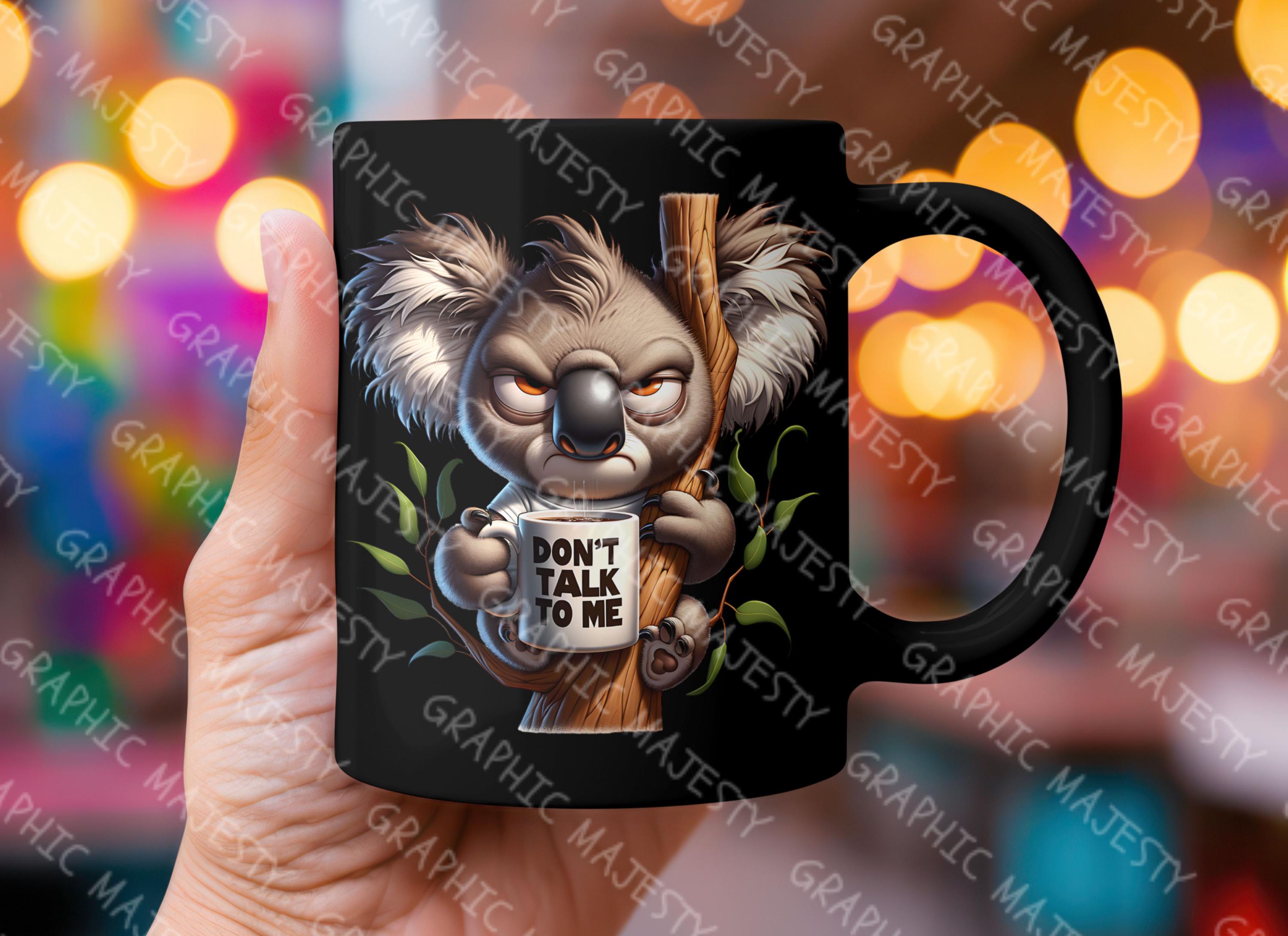 Grumpy Coffee Koala Clipart: Angry Animal PNG, Commercial Use - Etsy