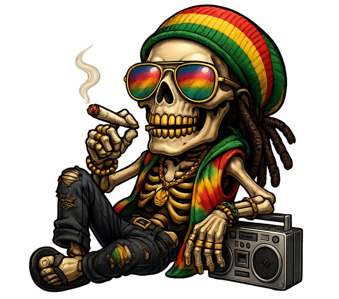 Rasta Skeleton PNG Art: Reggae Boombox Design (digital Download) - Etsy