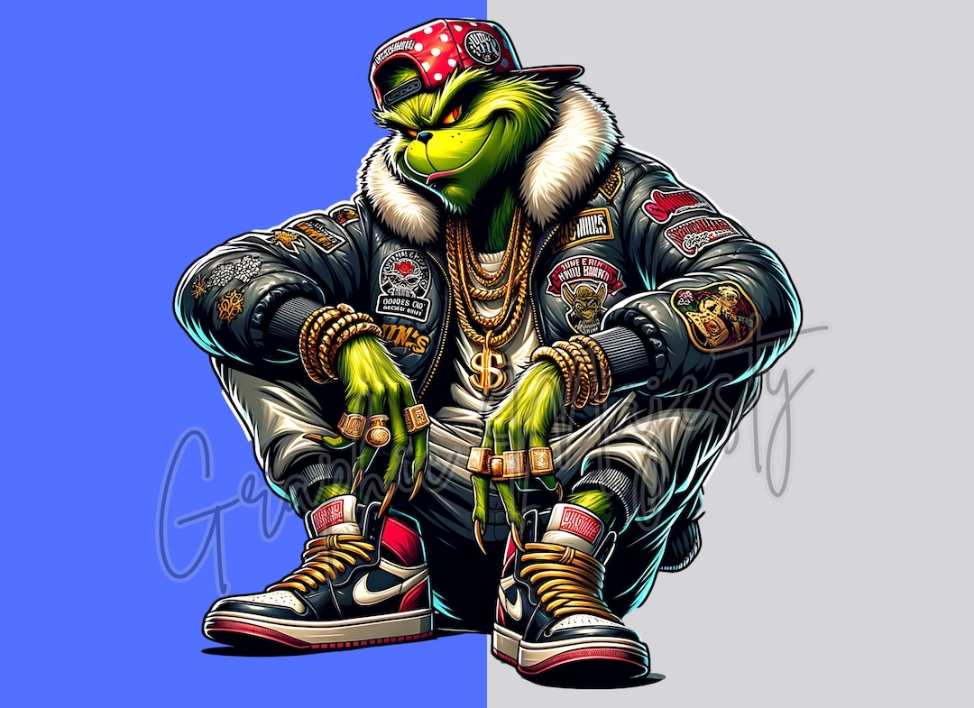 Urban Gangster Grinch PNG, Trendy Hip Hop Sublimation Design ...