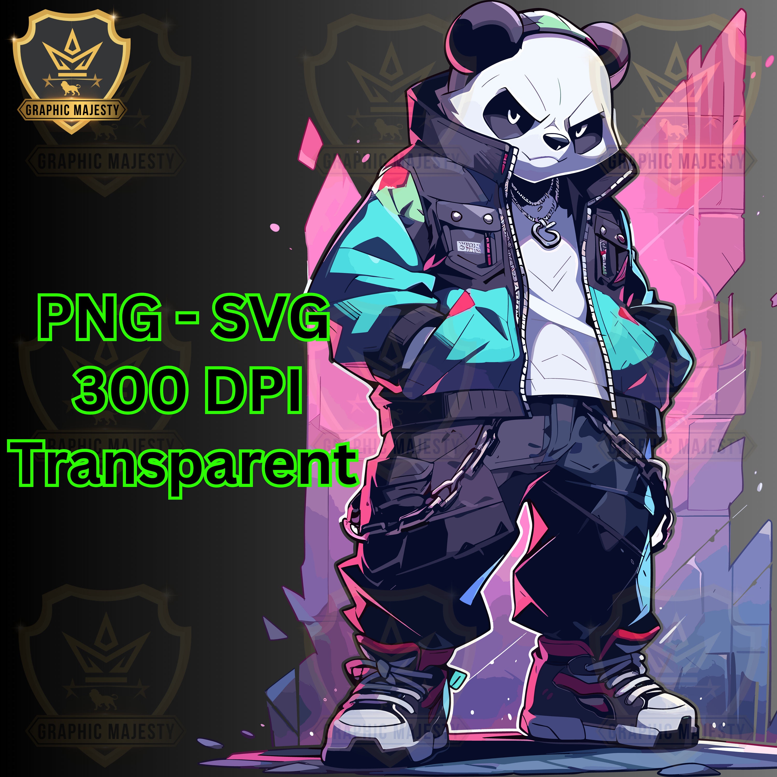 Anime Graffiti Panda Bundle 3 PNG & 3 SVG - Bear T-shirt Sticker ...