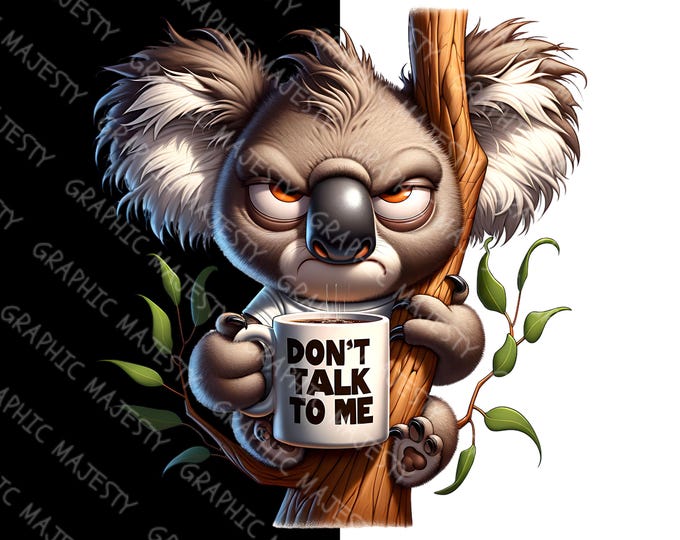 Grumpy Coffee Animals Clipart Bundle: Cartoon PNG (commercial Use ...