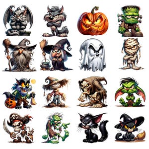 Funny Grumpy Halloween Clipart Bundle, Commercial Use (digital Download ...