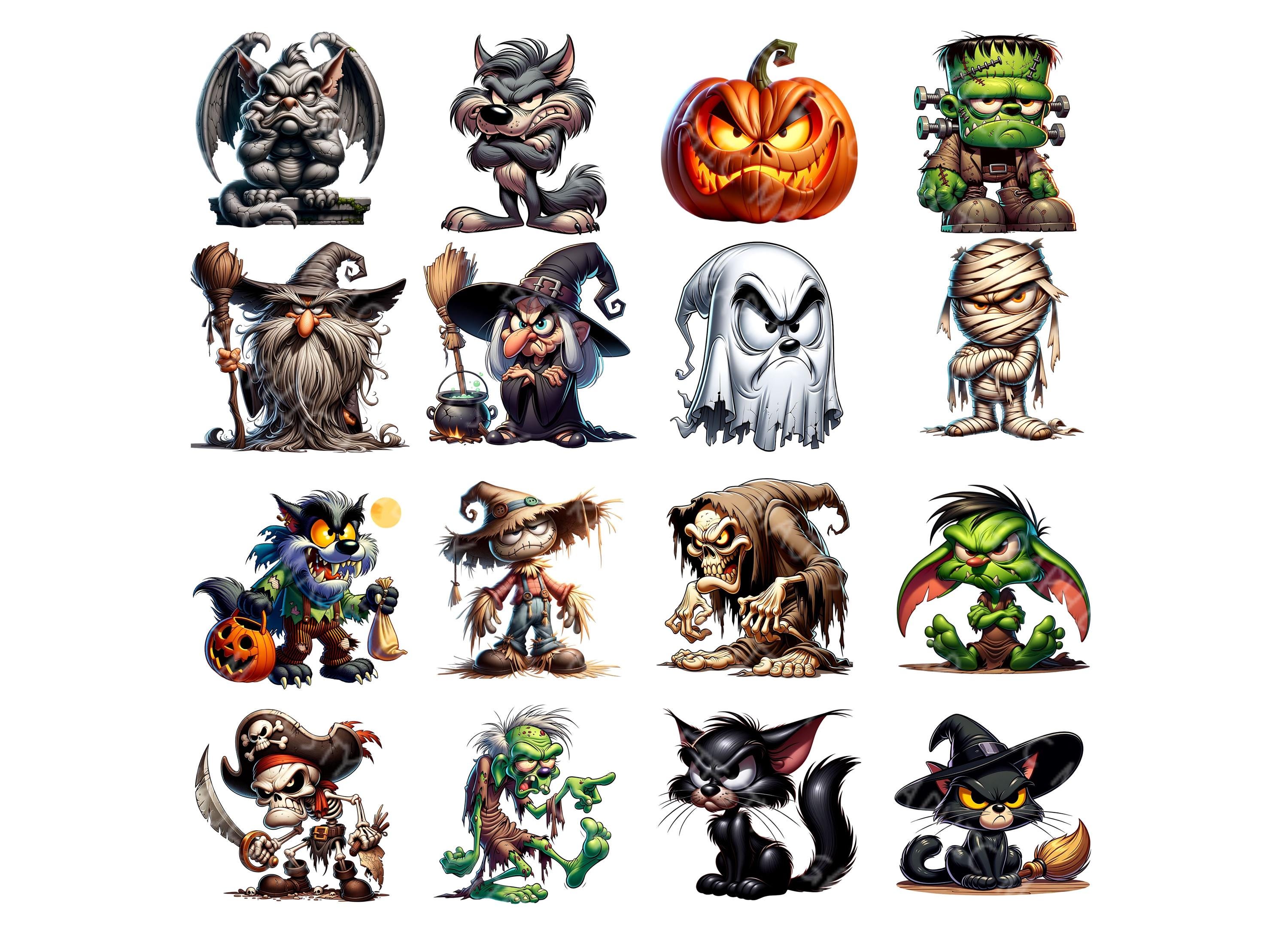 Funny Grumpy Halloween Clipart Bundle, Commercial Use (digital Download ...