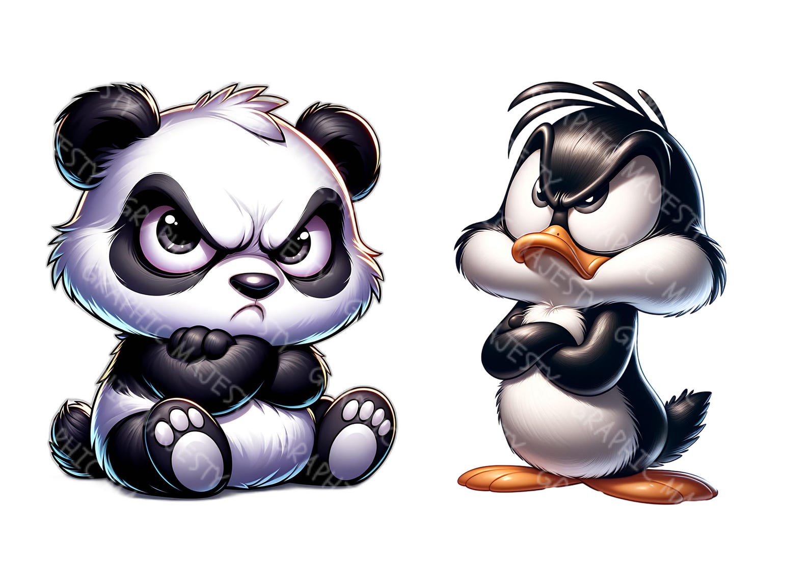 Grumpy Zoo Animals Clipart Bundle, Cute Angry Safari Animals Clipart ...